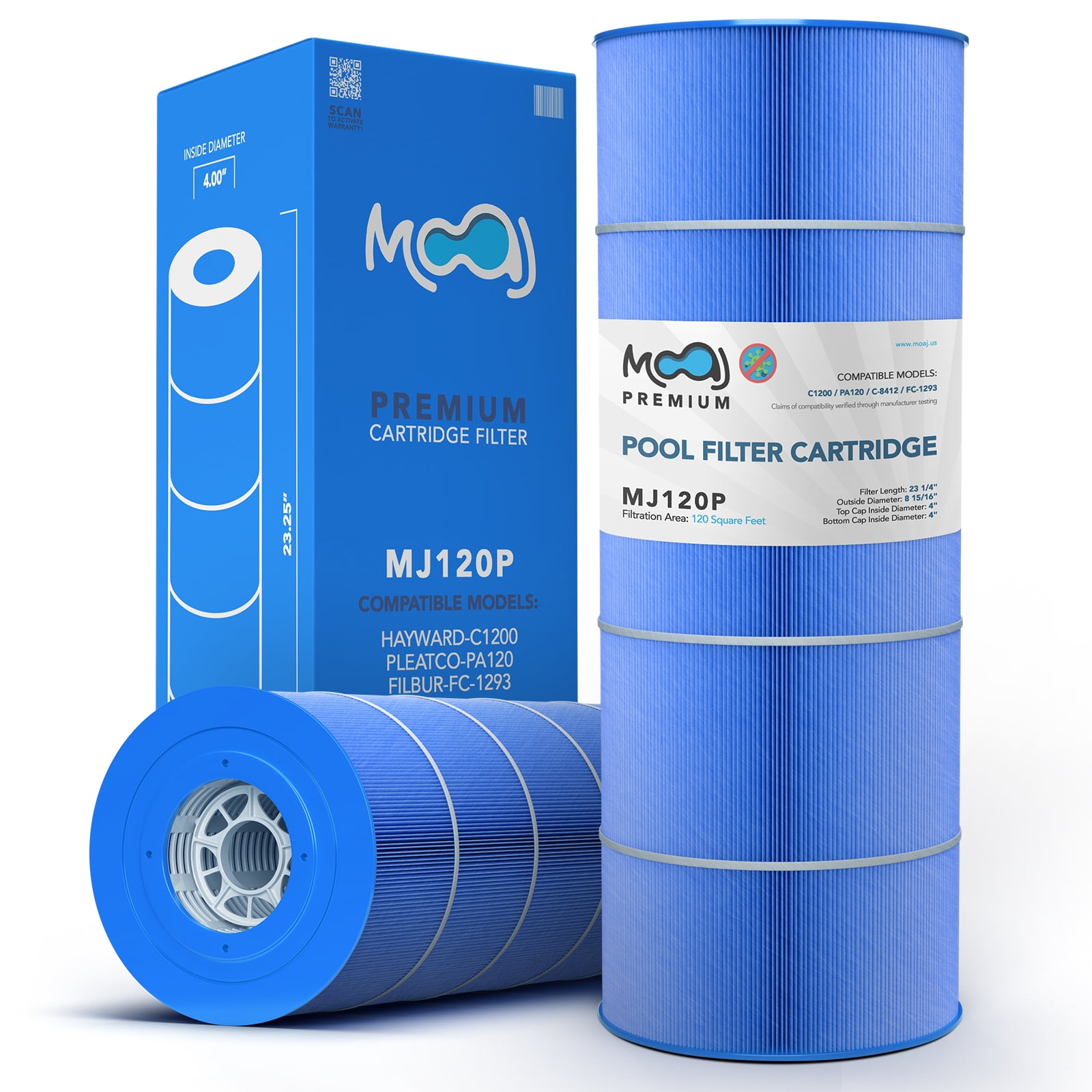 MOAJ Premium Pool Filter 2-PACK Replaces Hayward C1200, CX1200RE, PA120 ...