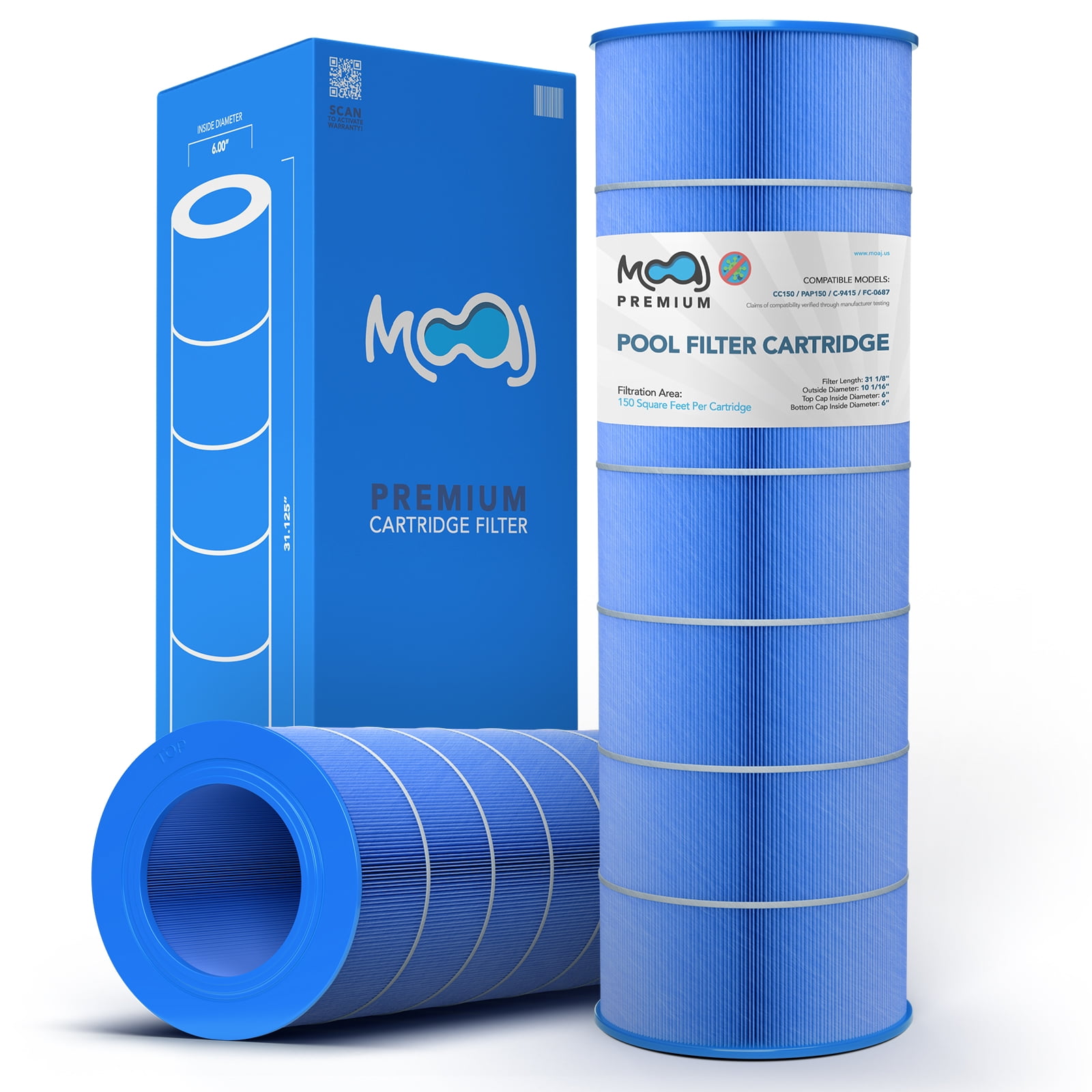 MOAJ Premium Pool Filter 2-PACK Replaces Pentair CC150, Clean And Clear ...
