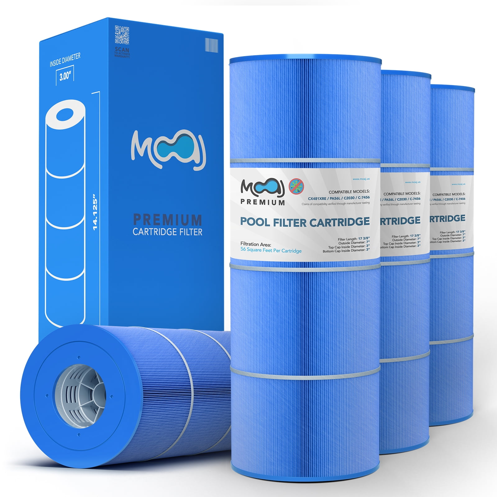 MOAJ Premium Pool Filter 4-PACK Replaces Hayward CX481XRE, CX481-XRE ...