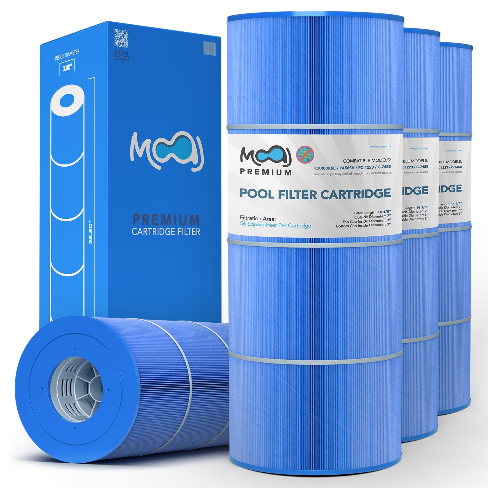 MOAJ Premium Pool Filter 4-PACK Replaces Hayward SwimClear C2025 ...