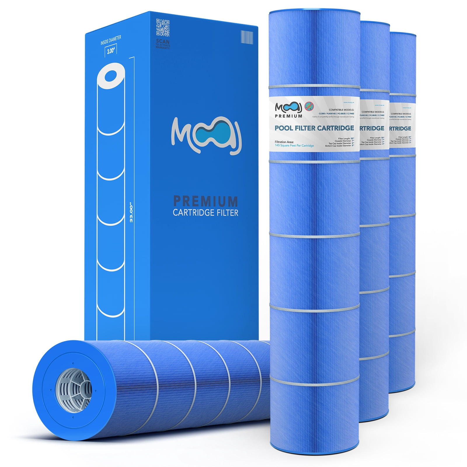 MOAJ Premium Pool Filter 4-PACK Replaces Jandy CL580, CV580, A0104100 ...