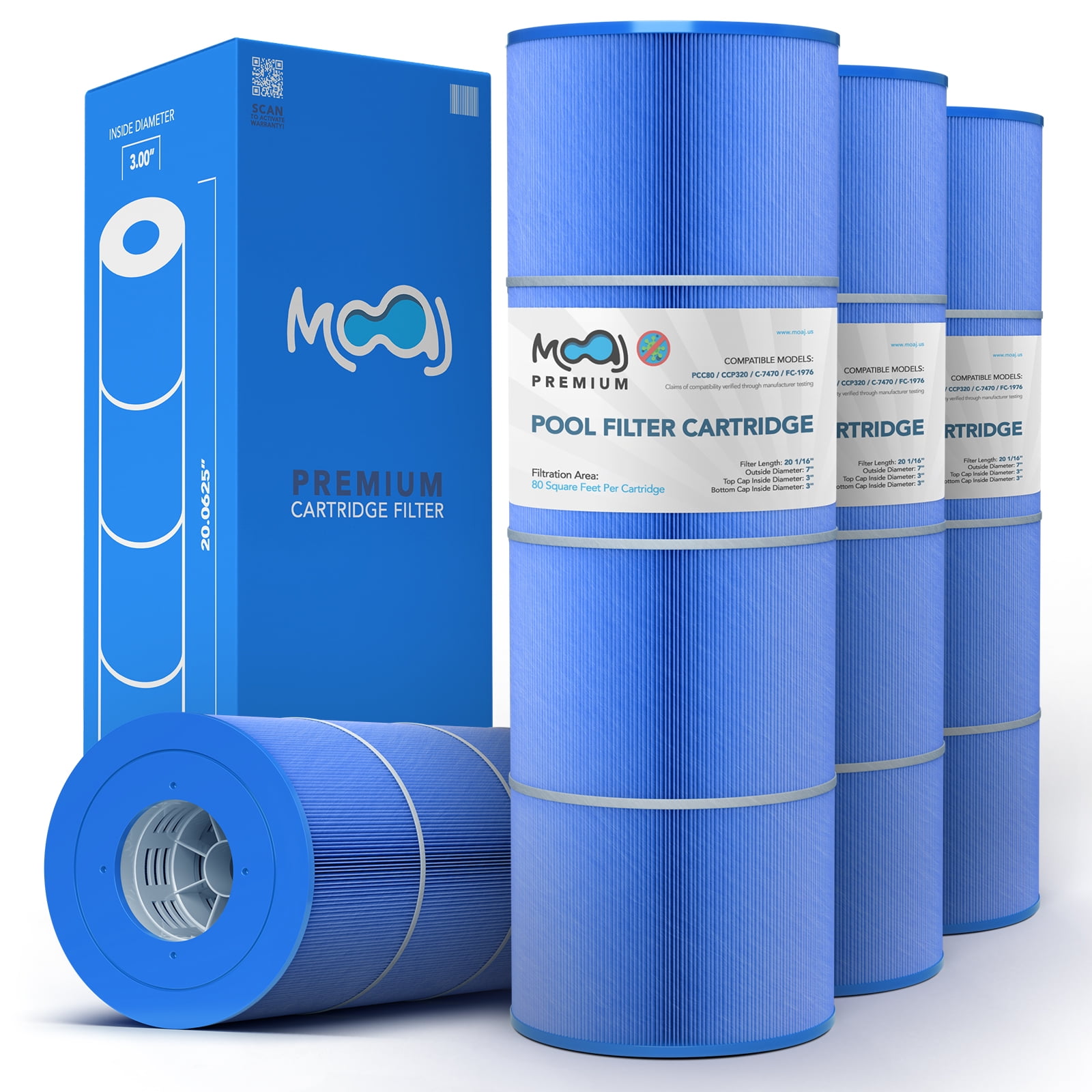 MOAJ 4-Pack Asepsis-Infused Pool & Spa Filter Cartridges, Fits Pentair CCP320 & Others - Walmart.com