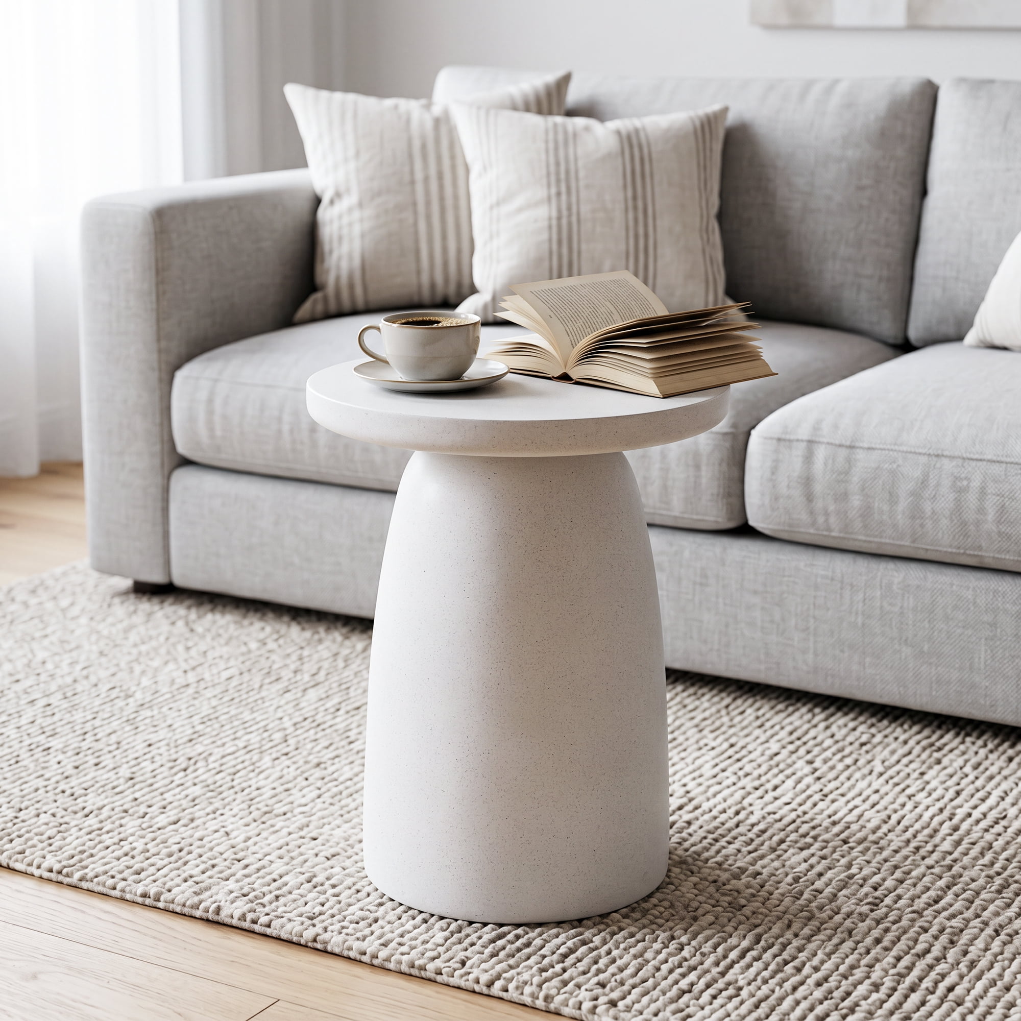 MOALCOFER 22"H Round Side Table, Magnesium Oxide, All-Weather Accent ...
