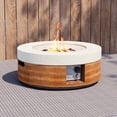 MOALCOFER 28'' Round Concrete Fire Pit Table,Dual-Texture Design with ...