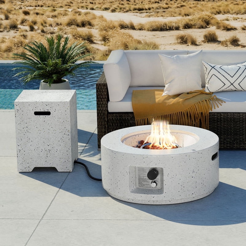 MOALCOFER 28"Round Propane Fire Pit Table,40,000 BTU Stainless Steel ...