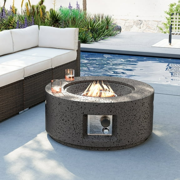 2 Piece Propane Fire Pit Table Set with Tank Holder, 50,000 BTU 42.5 ...