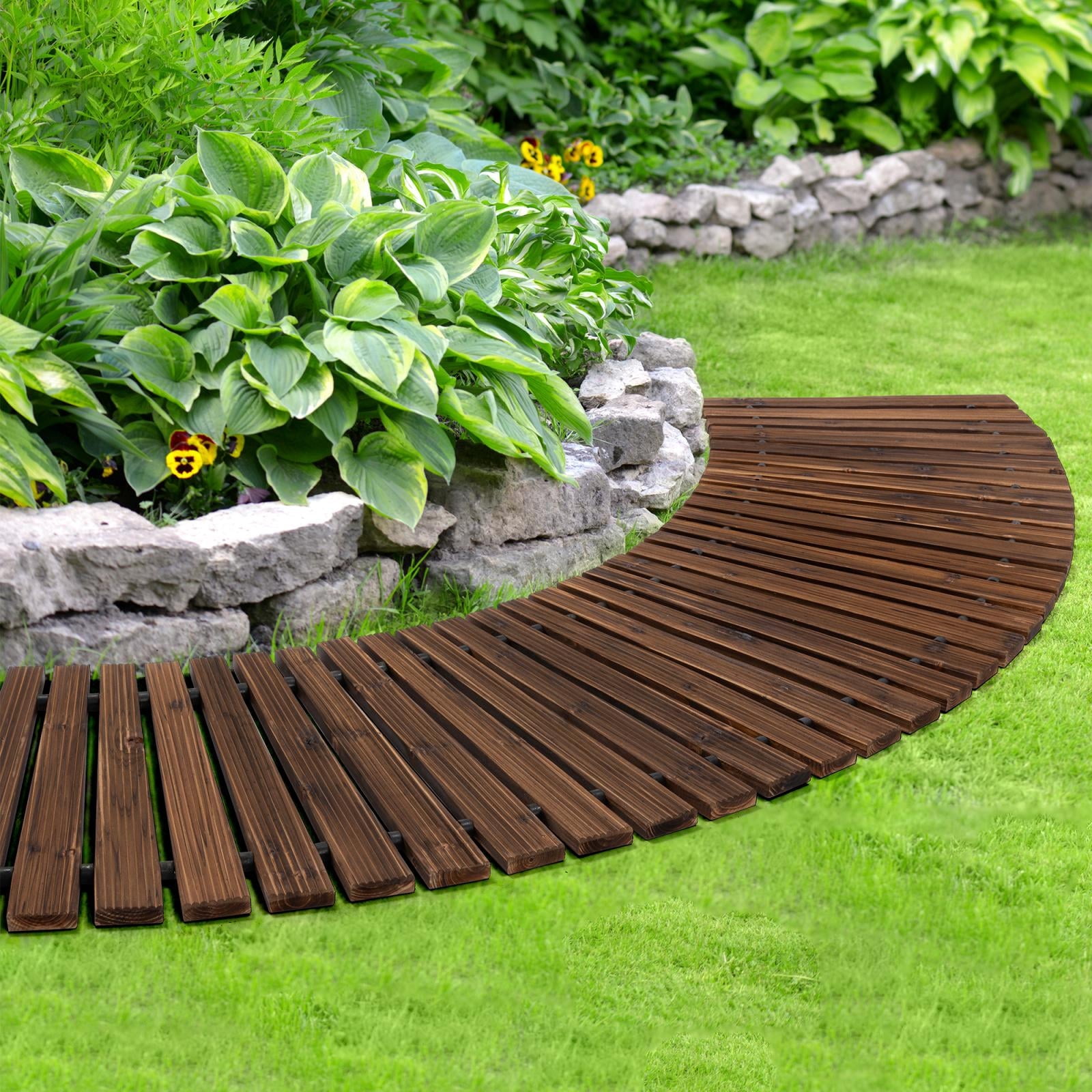 MOALCOFER 6FT Wooden Garden Pathway,Portable Outdoor Roll Out Cedar ...