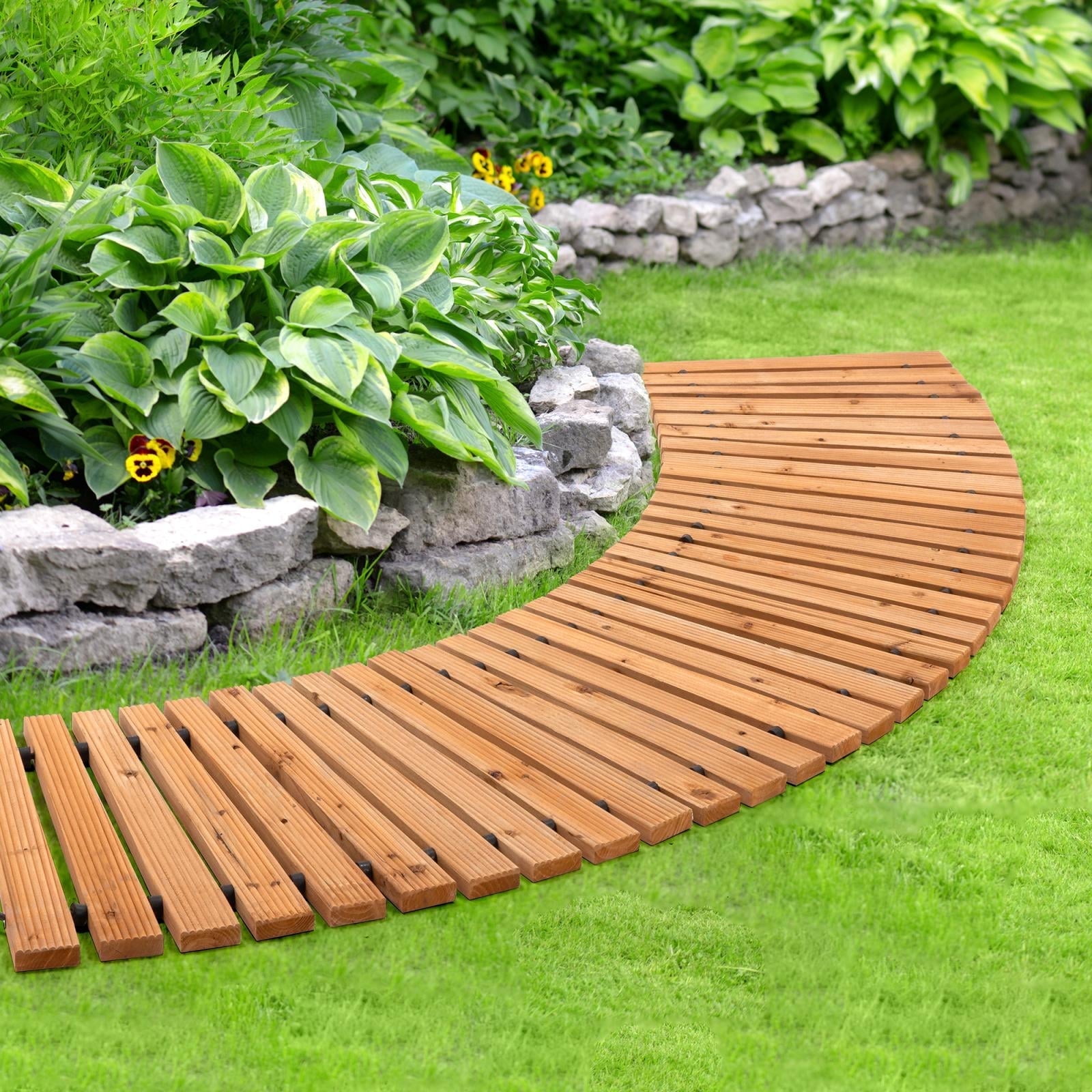 MOALCOFER 6FT Wooden Garden Pathway,Portable Outdoor Roll Out Cedar ...