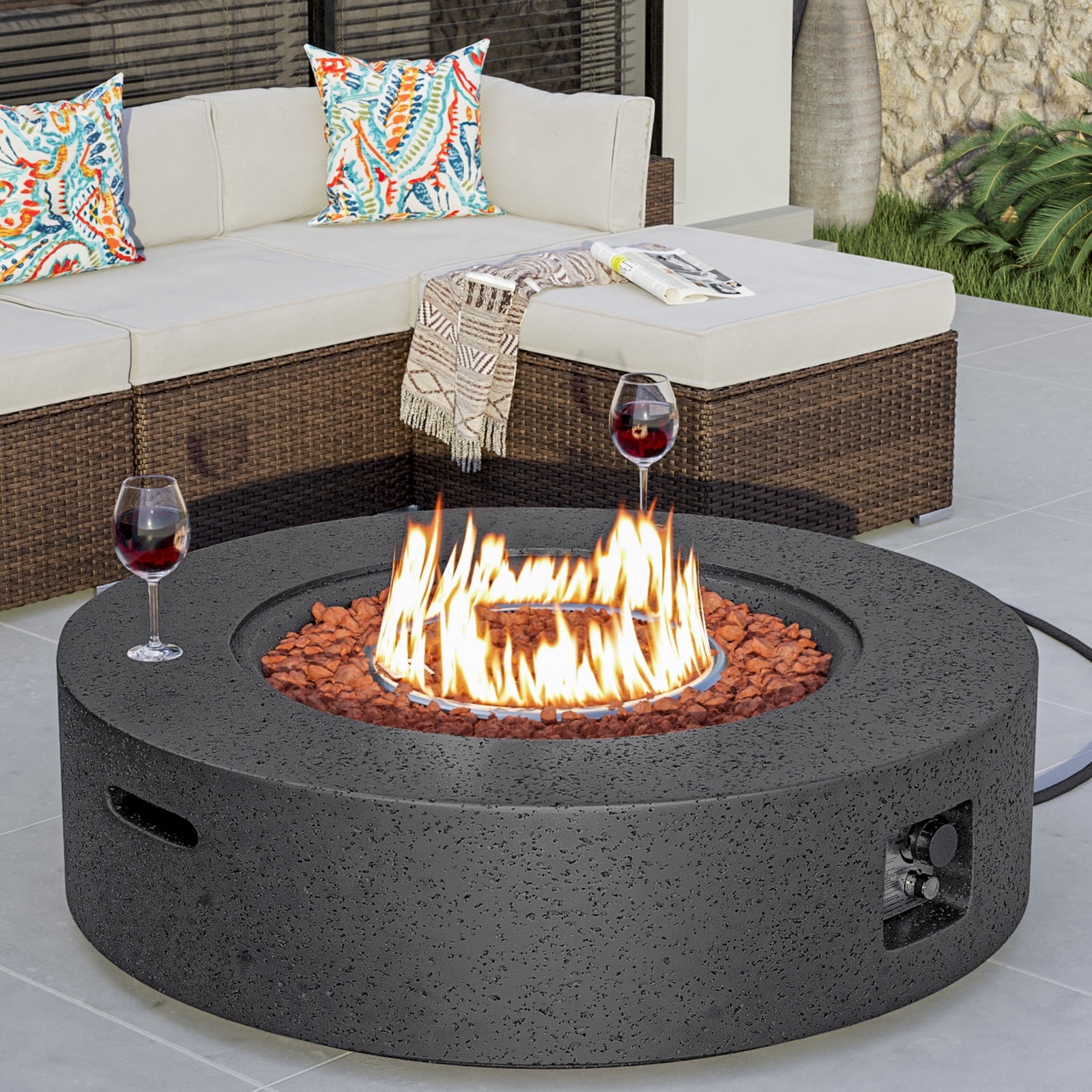 MOALCOFER Outdoor Fire Pit Table, 50,000 BTU Propane Fire Pit,Durable Magnesium Oxide Design ...