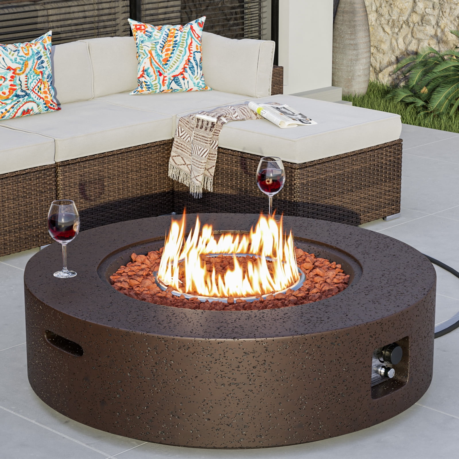 MOALCOFER Outdoor Fire Pit Table, 50,000 BTU Propane Fire Pit,Durable ...