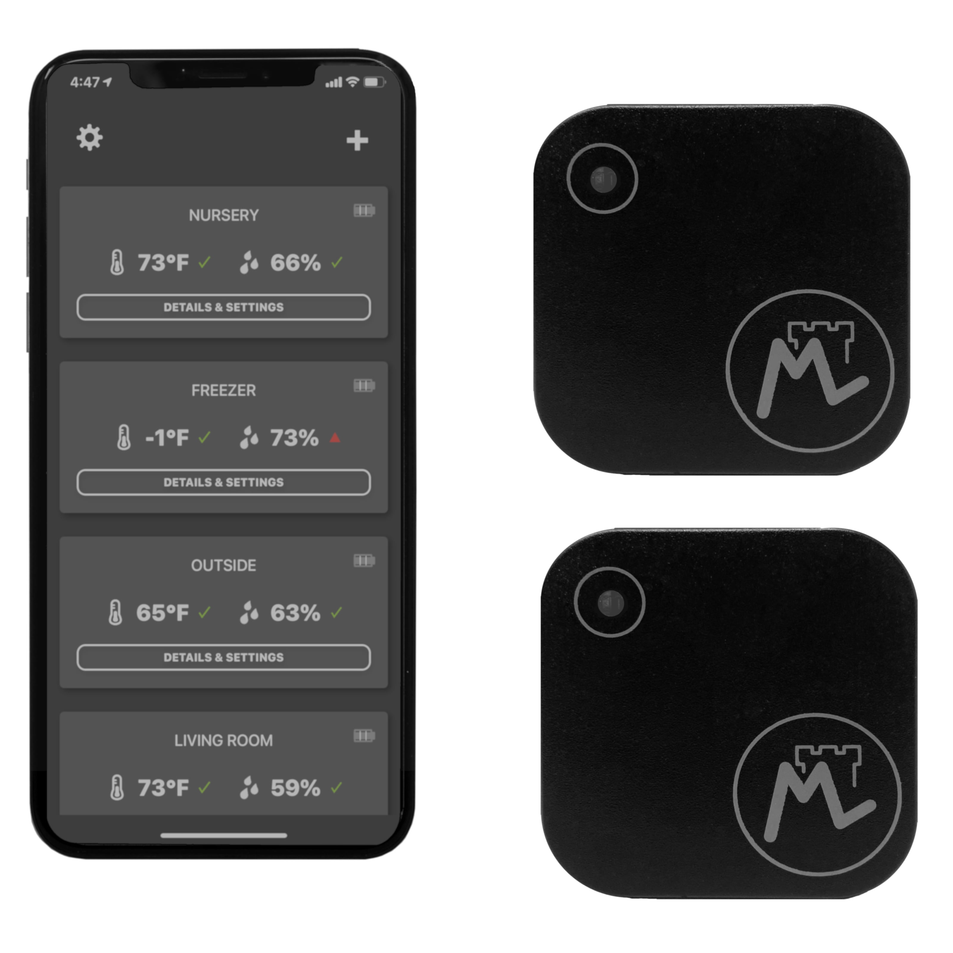 MOAT S2 Wireless Temperature & Humidity Bluetooth Smart Sensor (2-PACK ...