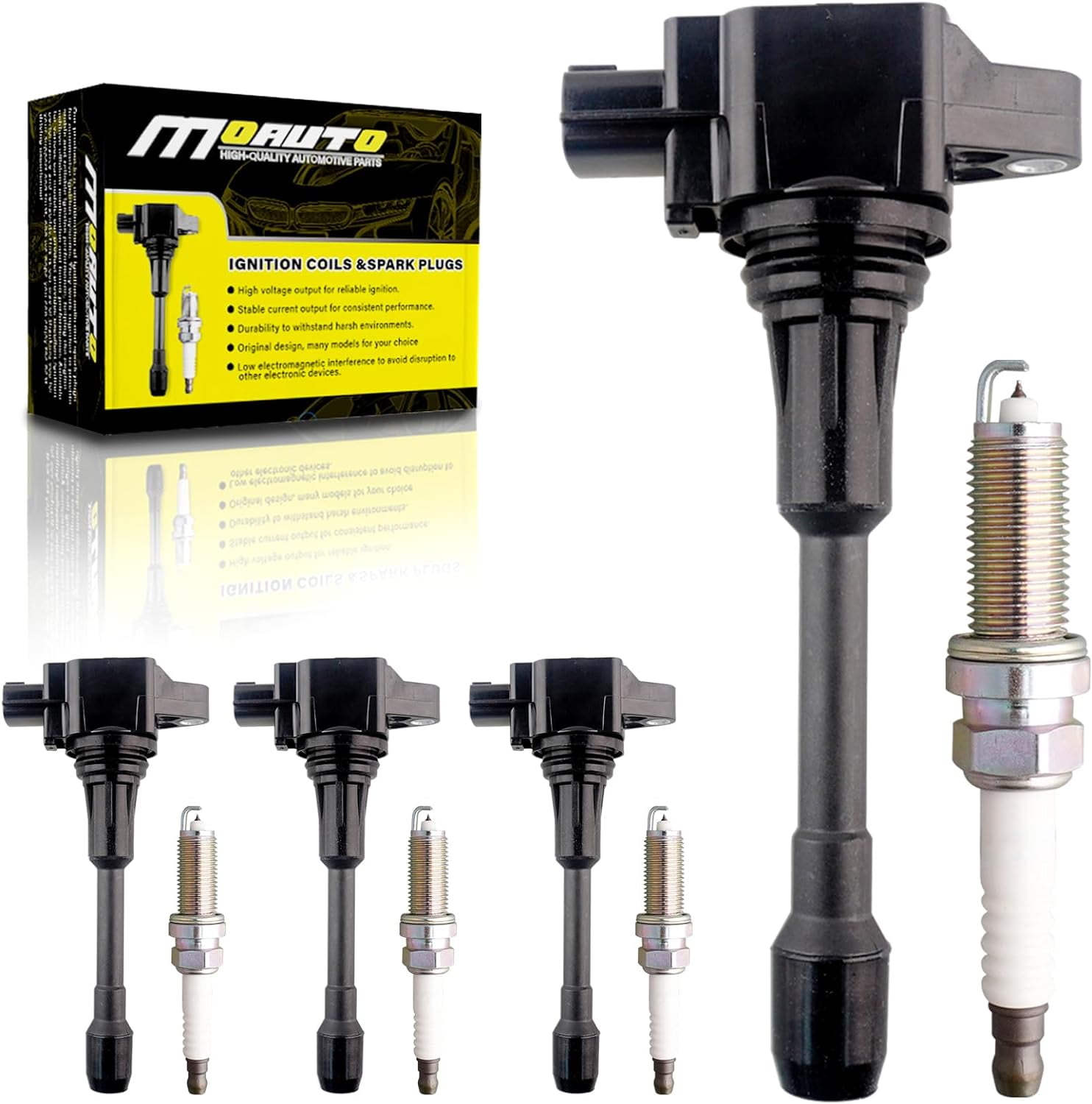 MOAUTO Set of 4 Ignition Coils Pack UF549 22448-1HM0A & 4 PCS Iridium ...