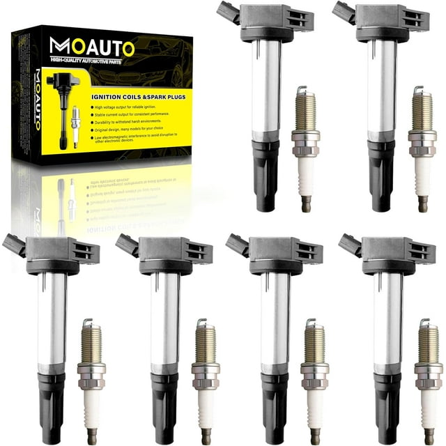 MOAUTO Set of 6 Ignition Coils Pack UF487 90919-02255 & 6 PCS Iridium Spark Plugs Compatible ...
