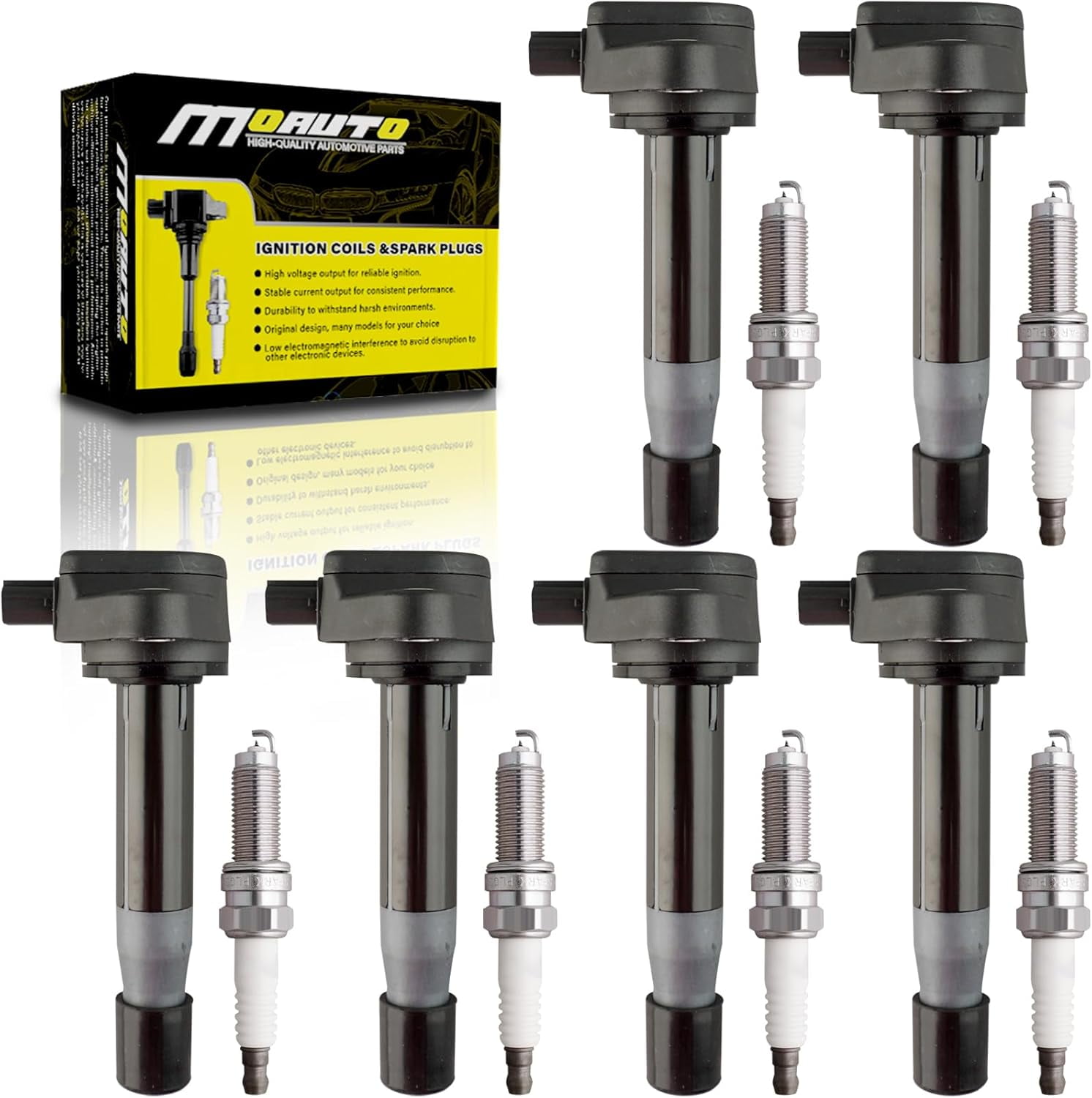 MOAUTO Set of 6 Ignition Coils Pack UF603 30520R70A01 & 6 PCS Iridium Spark Plugs Compatible ...