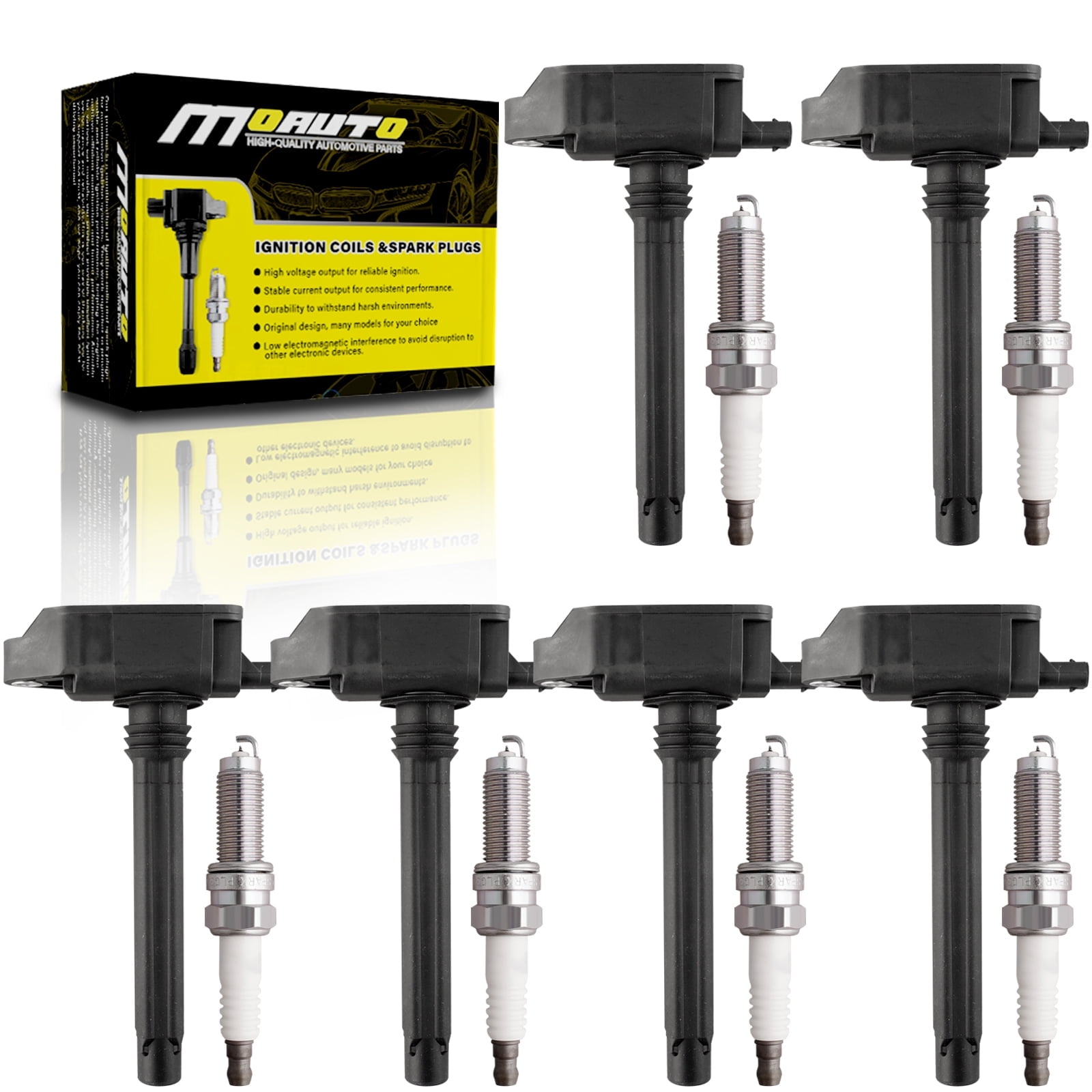 MOAUTO Set of 6 Ignition Coils Pack UF807 68223569AB & 6 PCS Iridium Spark Plugs Compatible with ...