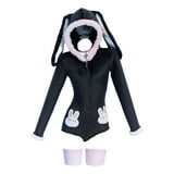 MOBBUNNY Cute Bunny Furry Romper for Women Black Rabbit Bodysuit with ...
