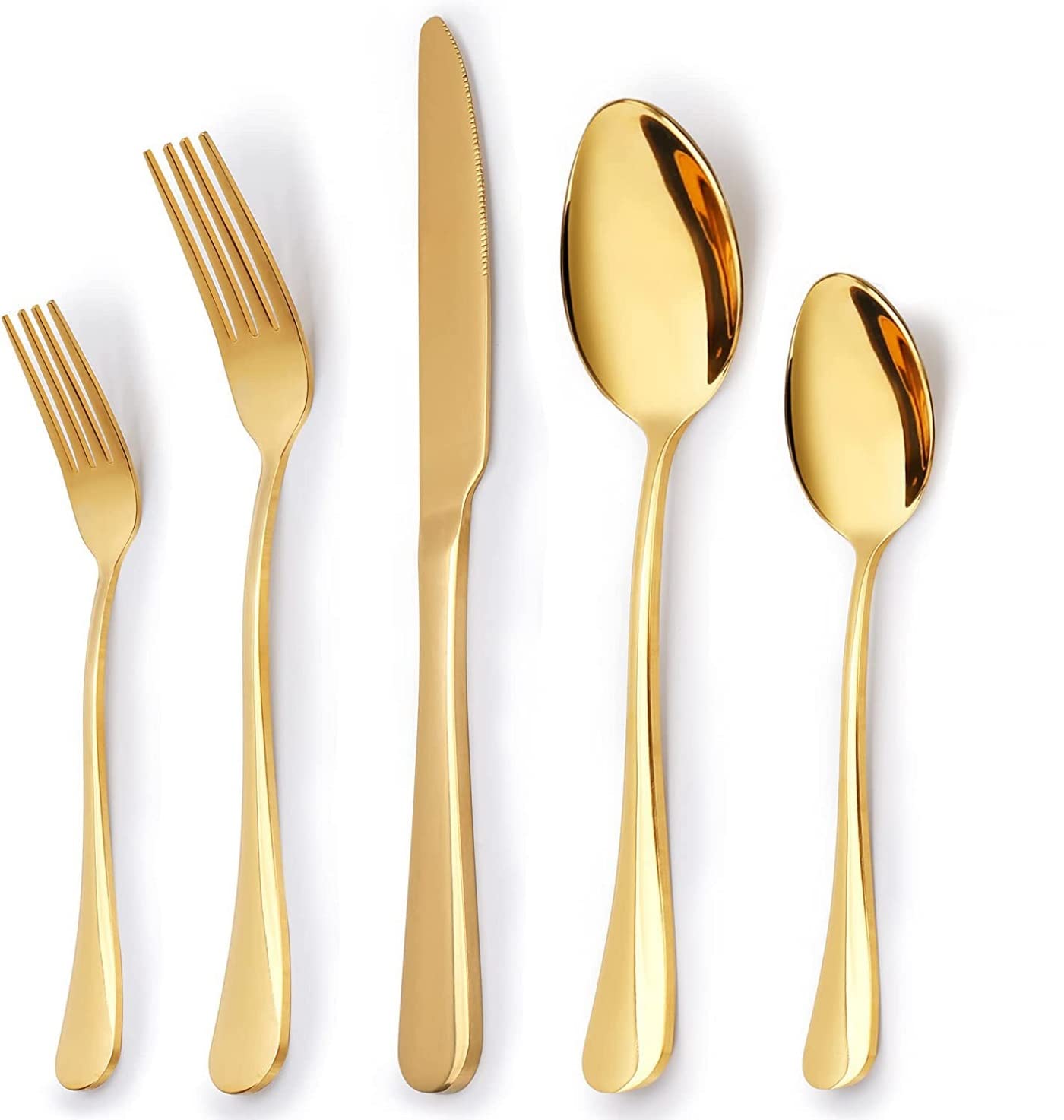 MOBDESK Royal Luxury Gold Metal Finish Spoon Set of 5 for Dine Cutlery ...