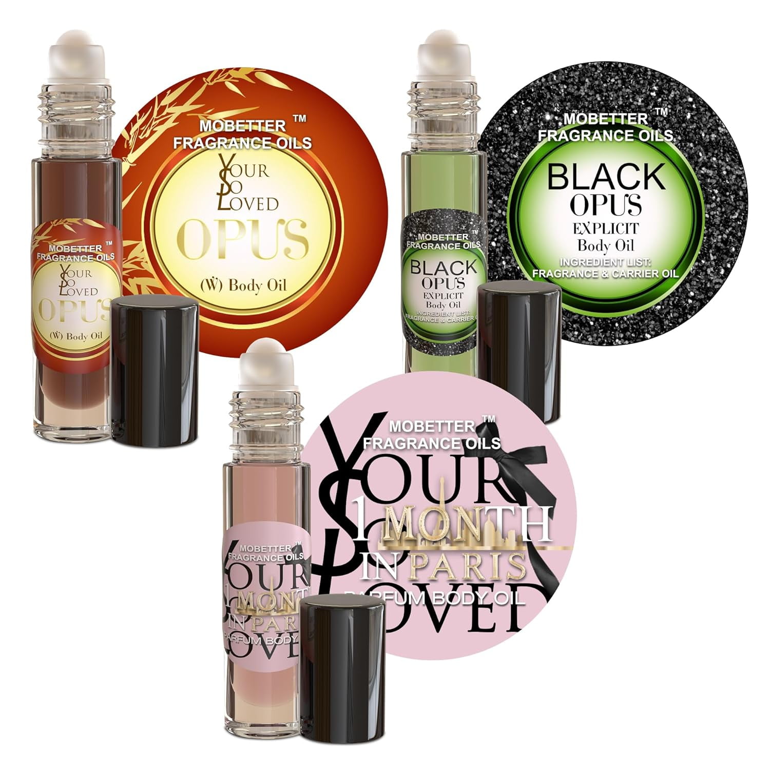 MOBETTER FRAGRANCE OILS Women's Perfume Body Oil Bundle - Set of 3 Roll ...