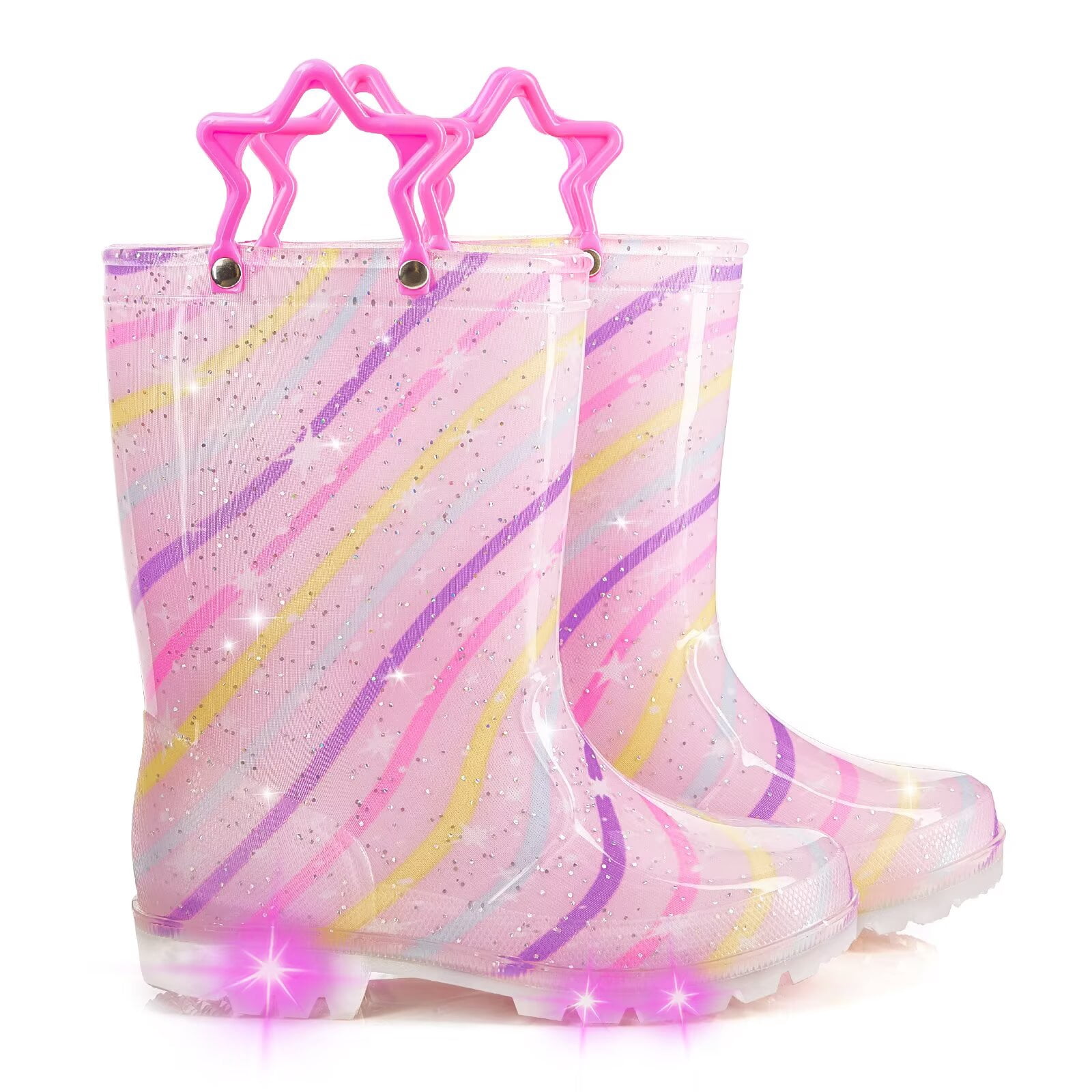 MOBYDICK Kids Toddler Light Up Rain Boots for Girls Waterproof Boots ...