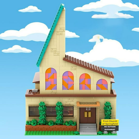 MOC-148028 Modular Springfield Church Building Blocks Set Creative ...