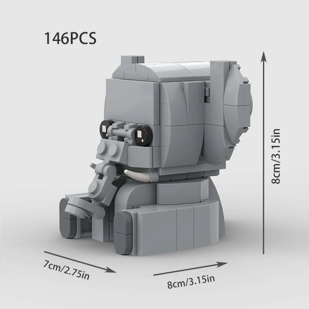 MOC Animals Figures Cute Elephant Building Blocks Brick Models Heads ...