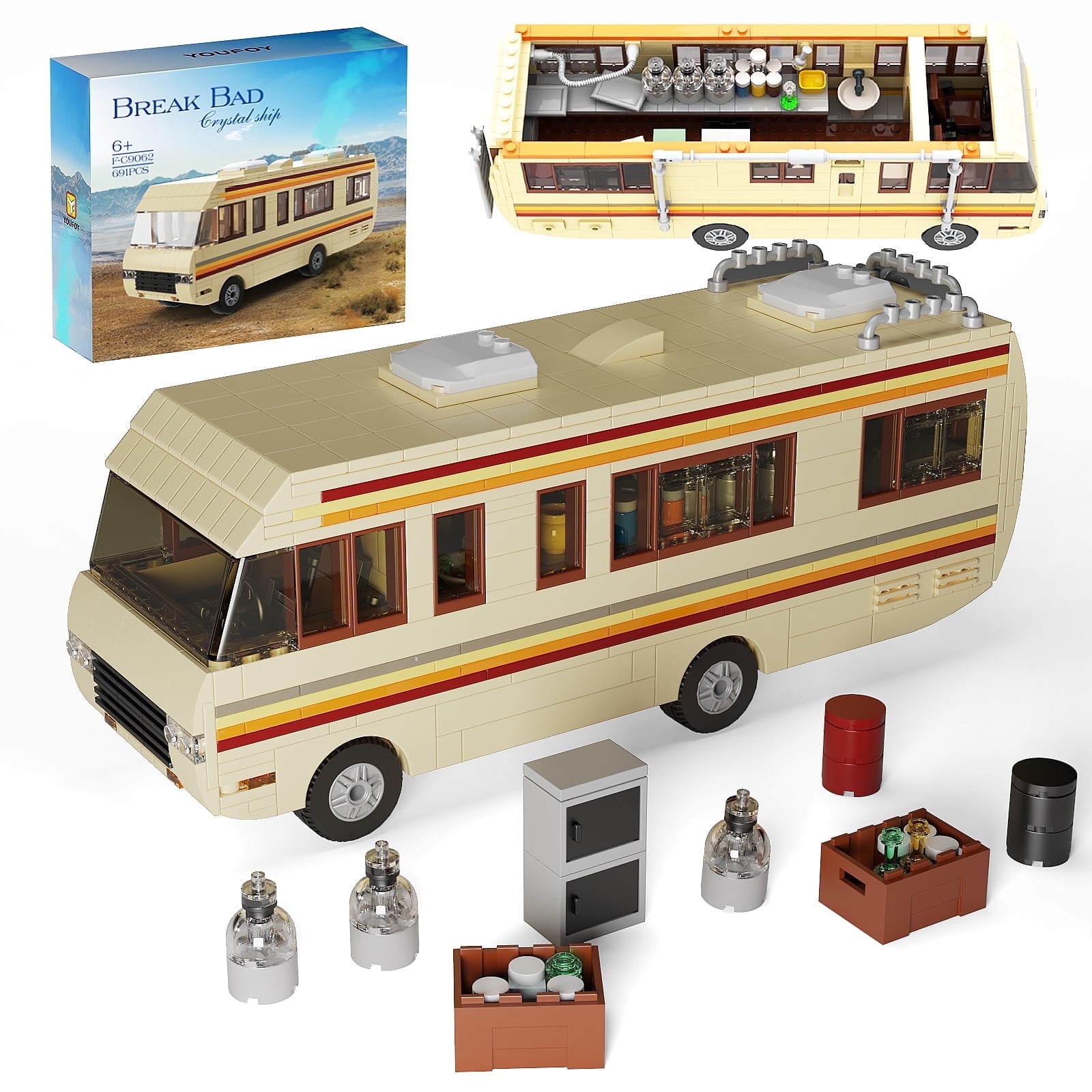 MOC Breaked Bad Car Building Blocks, Creative House Van Building Bricks ...