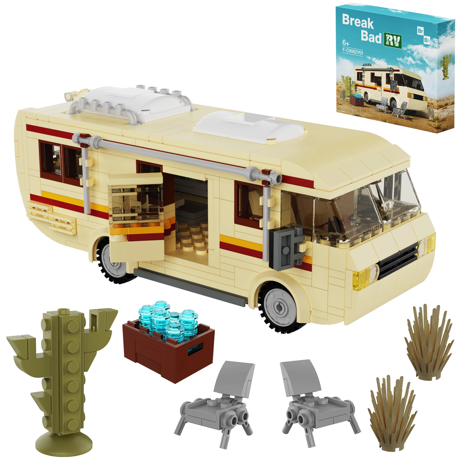 MOC Breaking Bad Cooking Lab RV Car Pinkman Edacational Building Blocks ...