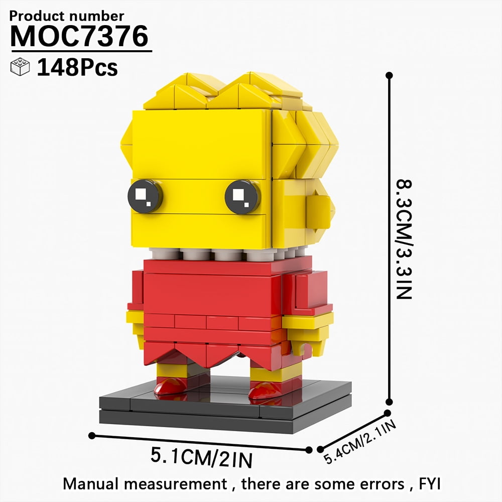 MOC Cartoon Anime Series Brickheadzed Figure Model Marge's Family Lisa ...