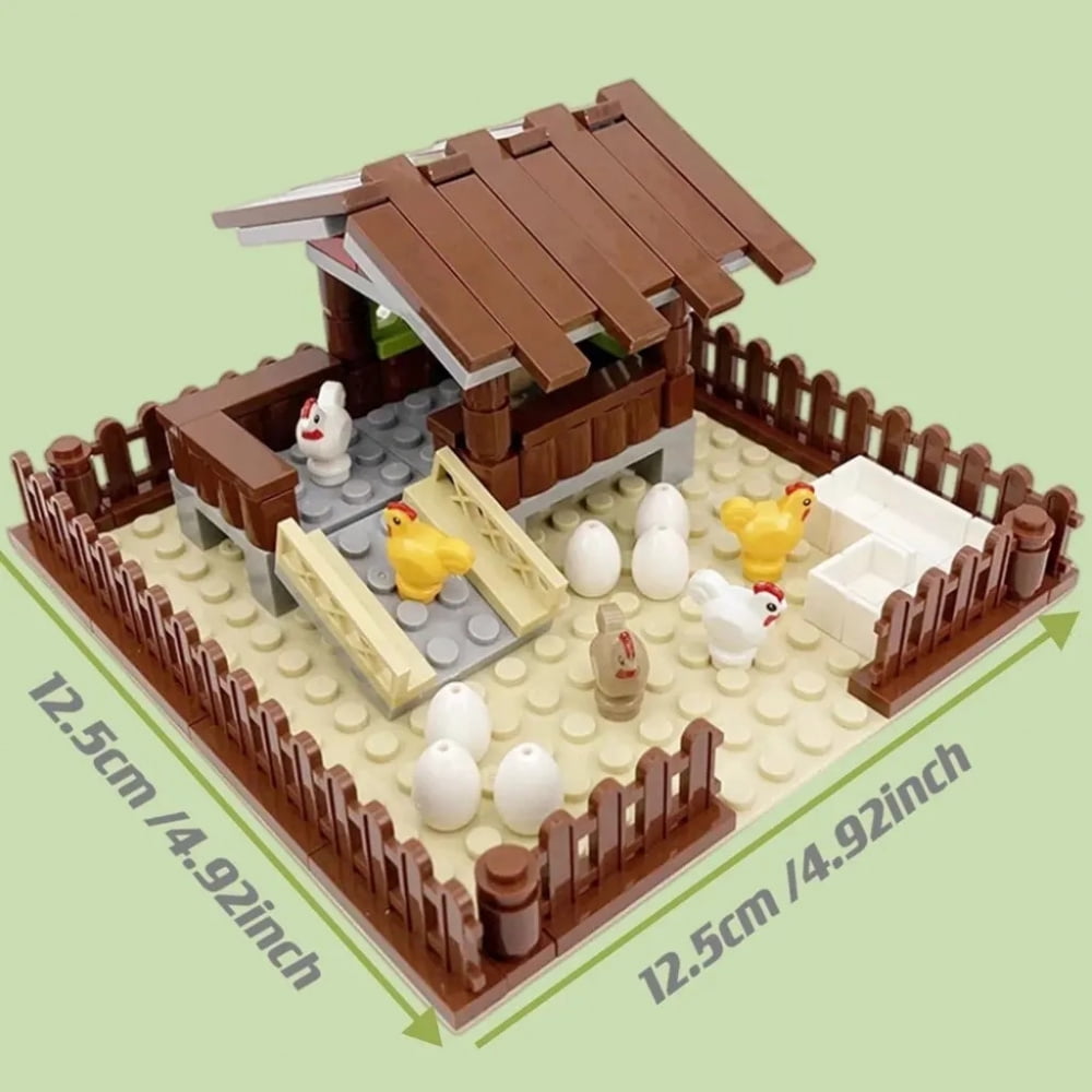 MOC Chicken Coop Henhouse Building Blocks for Kids City Farm Animals ...
