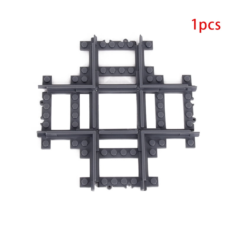 MOC City Train Rail Crossing Flexible Tracks Forked Straight Curved Rails Switch Building Block ...