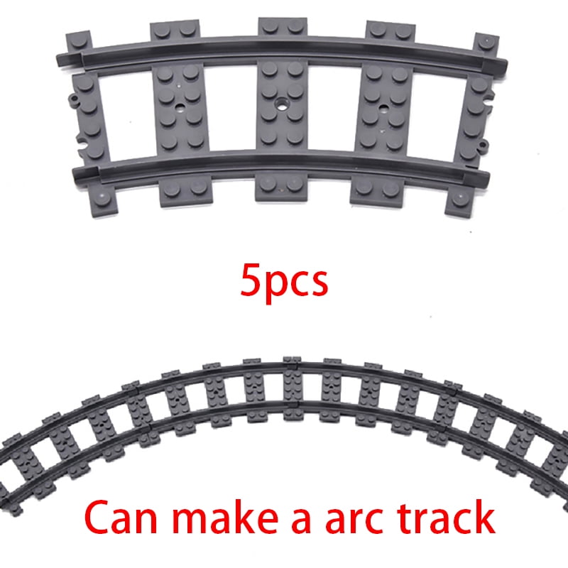 MOC City Train Rail Crossing Flexible Tracks Forked Straight Curved Rails Switch Building Block ...