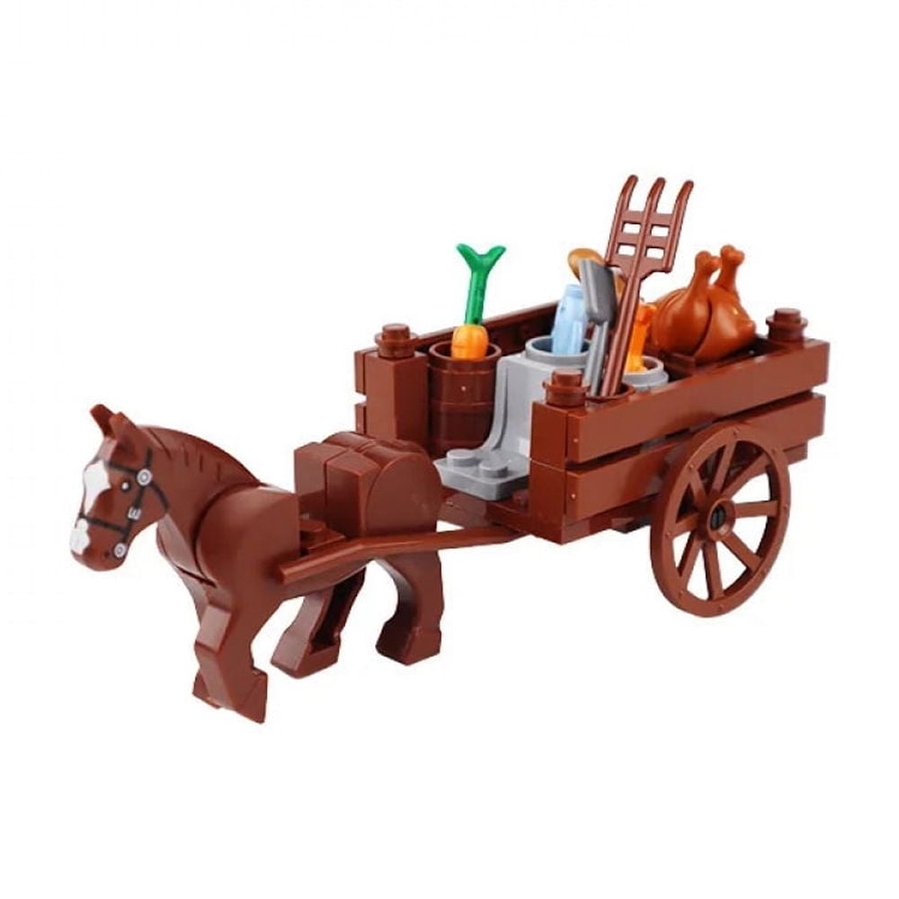 MOC Farm Cattle Horse Carriage Transport Stable Vegetable Garden Bricks ...