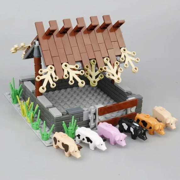 MOC Farm Horse Stable Cow Circle Sheepfold Sheep Animals Bricks Model ...