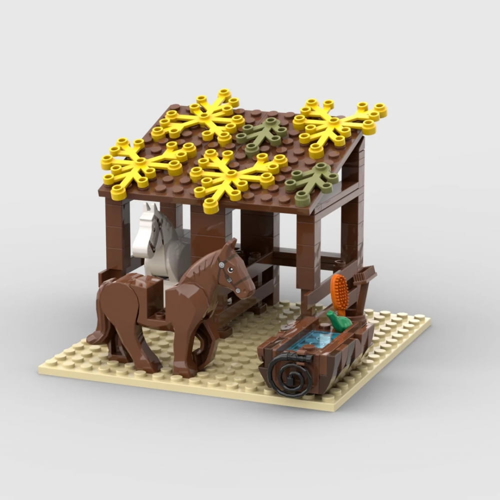 MOC Farm Horse Stable Cow Circle Sheepfold Sheep Animals Bricks Model ...