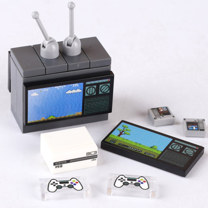 MOC Game Console Computer Model Buidling Blocks Mini TV Game Player ...