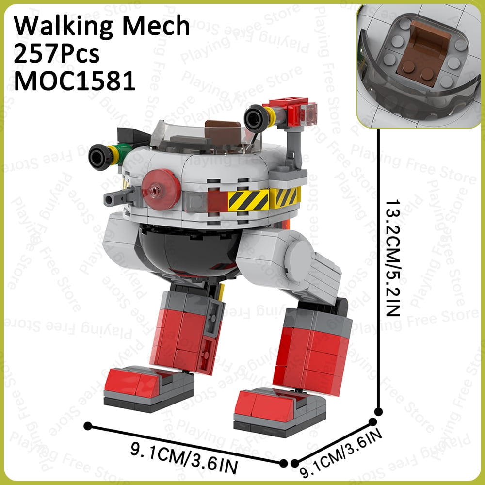 MOC Hedgehog Mech Bricks Racing Car Robot Anime Game Eggman Compatible ...
