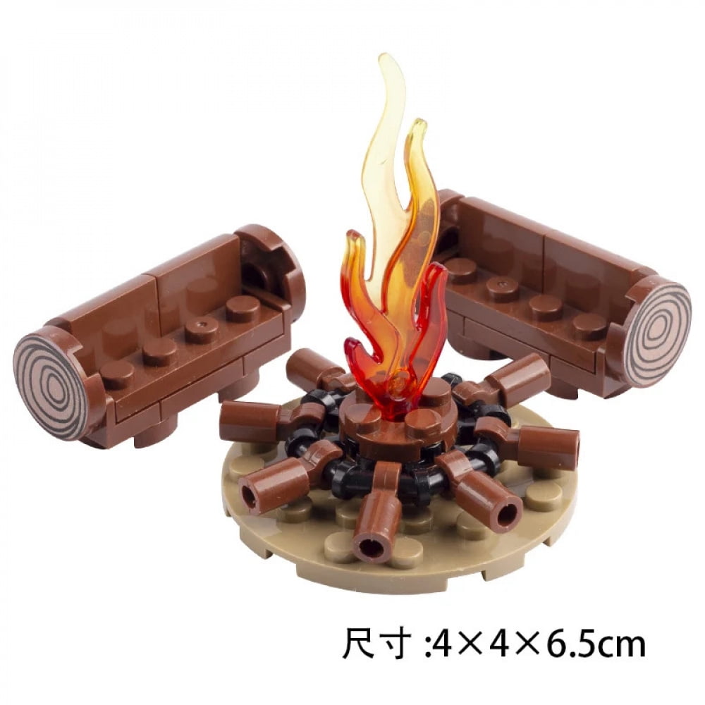MOC Medieval Campfire Building Block Flame Wave Candle Transparent Wine ...