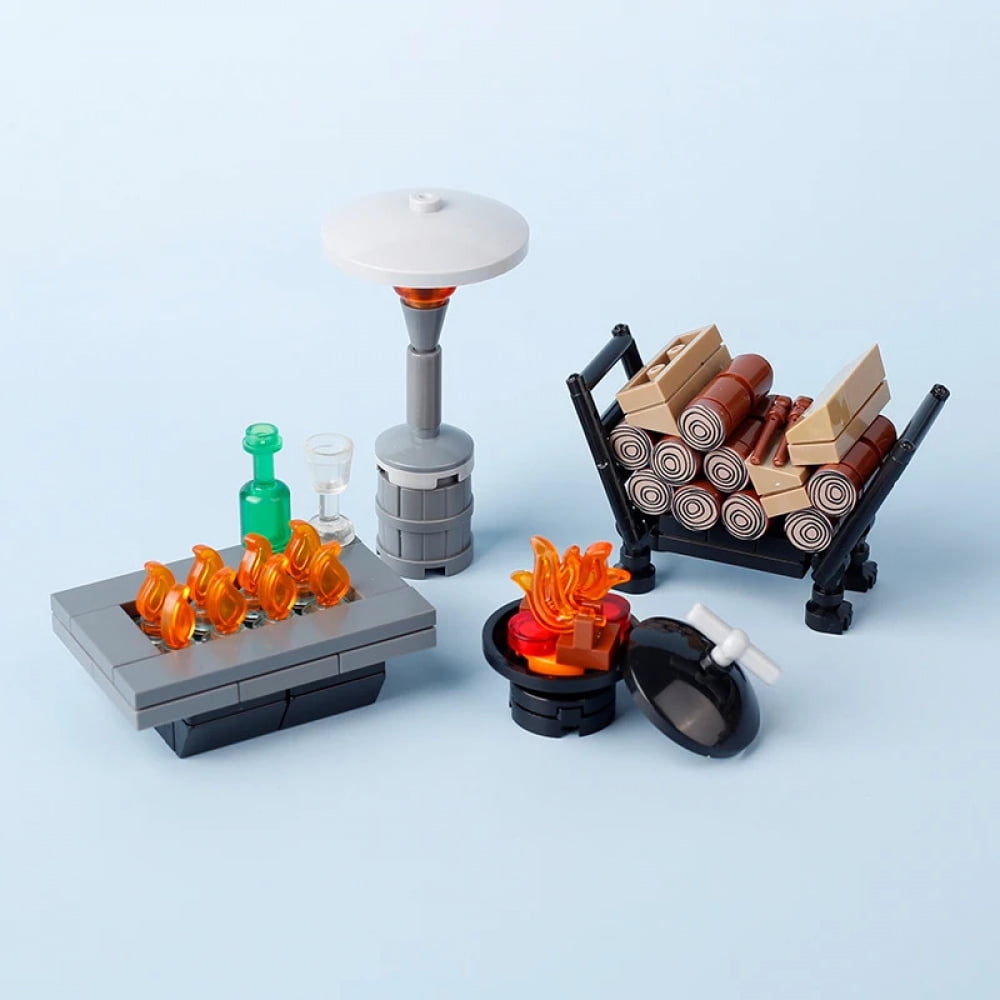 MOC Medieval Castle Building Blocks kit Tent Campfire Siege Car Hanging ...