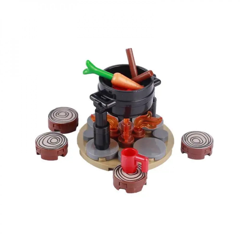 MOC Medieval Castle Building Blocks kit Tent Campfire Siege Car Hanging ...