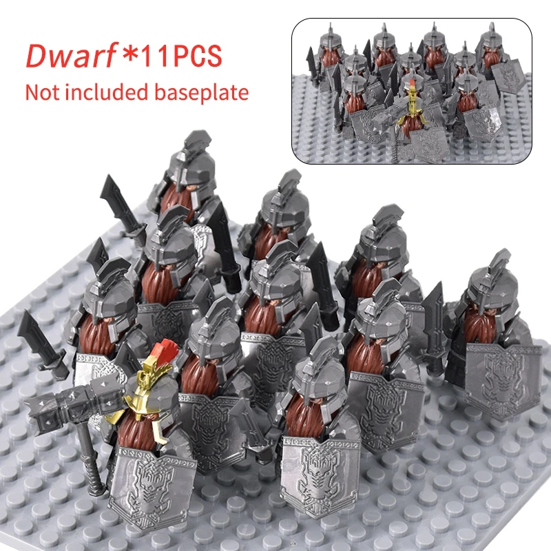 MOC Medieval Dwarf Warrior Elves Knights lotr Figures Building Blocks ...