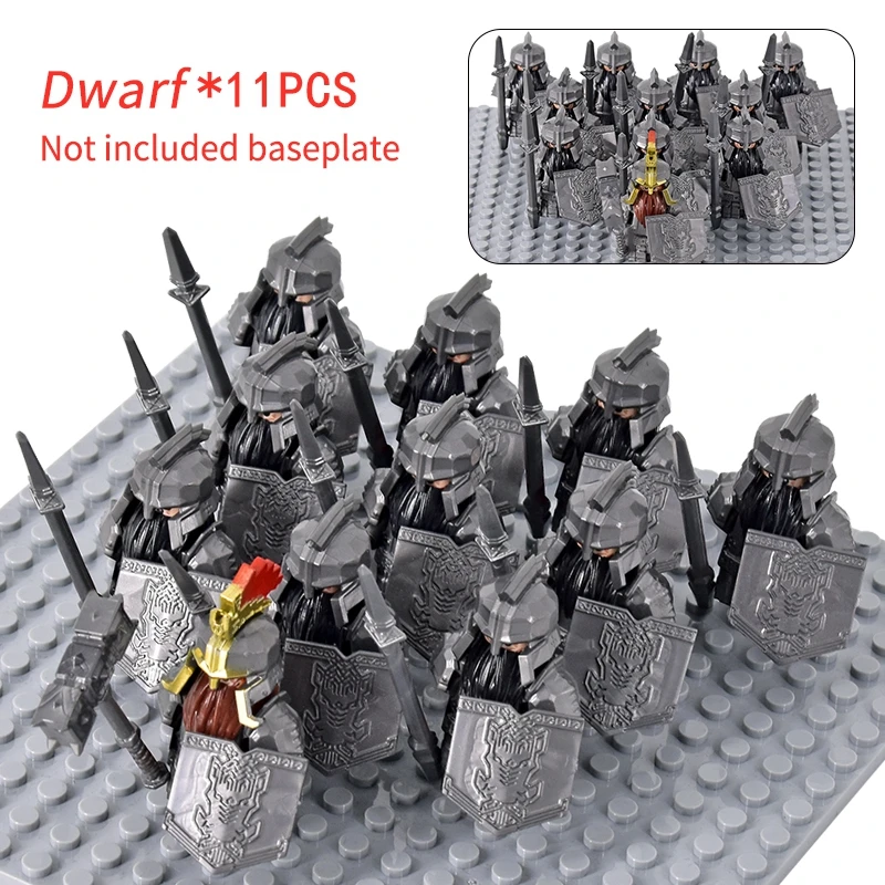 MOC Medieval Dwarf Warrior Elves Knights lotr Figures Building Blocks ...