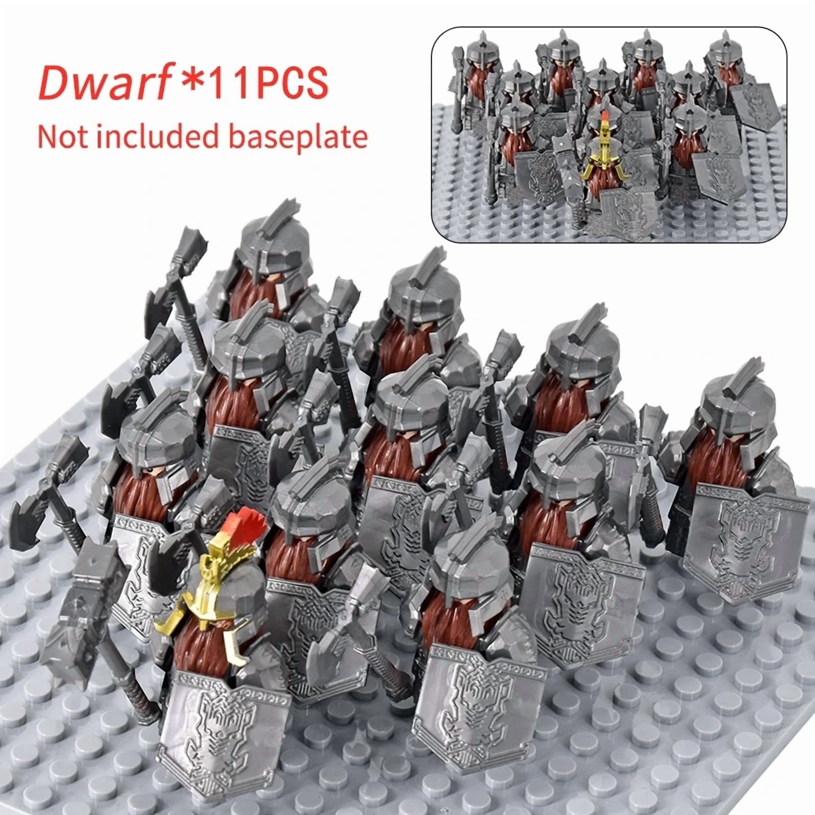MOC Medieval Dwarf Warrior Elves Knights lotr Figures Building Blocks ...