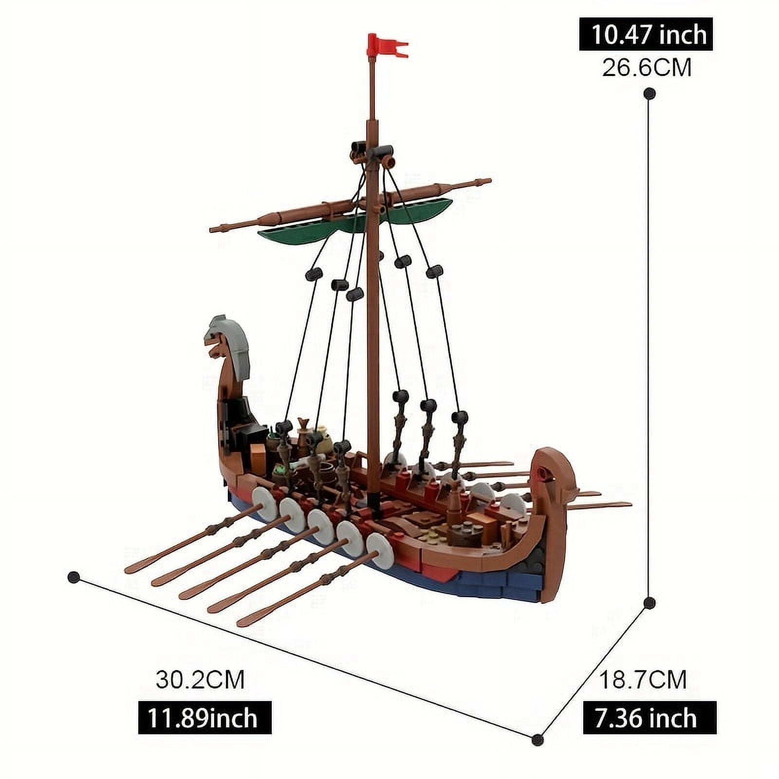 MOC Medieval Vikinged Ship 463 PCS Ocean Adventure Navigation Boat ...