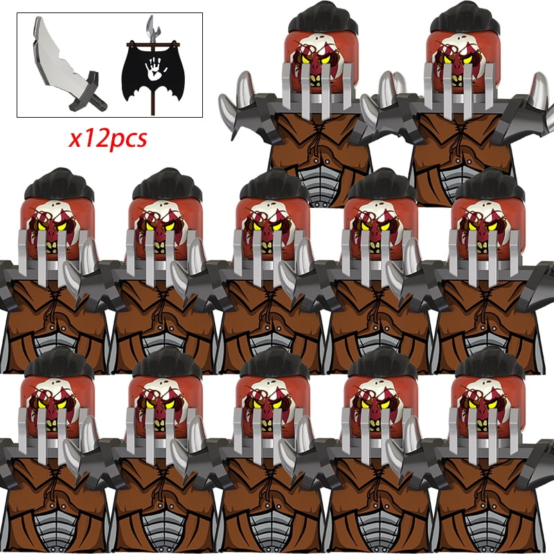 MOC Medieval lotr Figures Orc Soldiers Raider Vargr Wolf Elephant Mount Knights Building Blocks ...