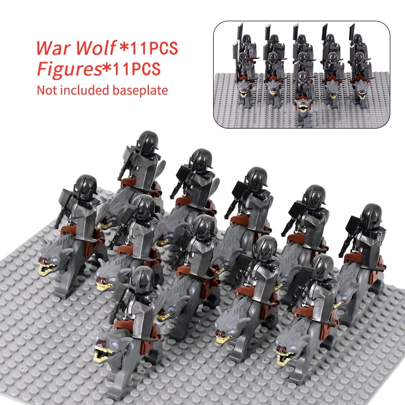 MOC Medieval lotr Figures Orc Soldiers Raider Vargr Wolf Elephant Mount Knights Building Blocks ...