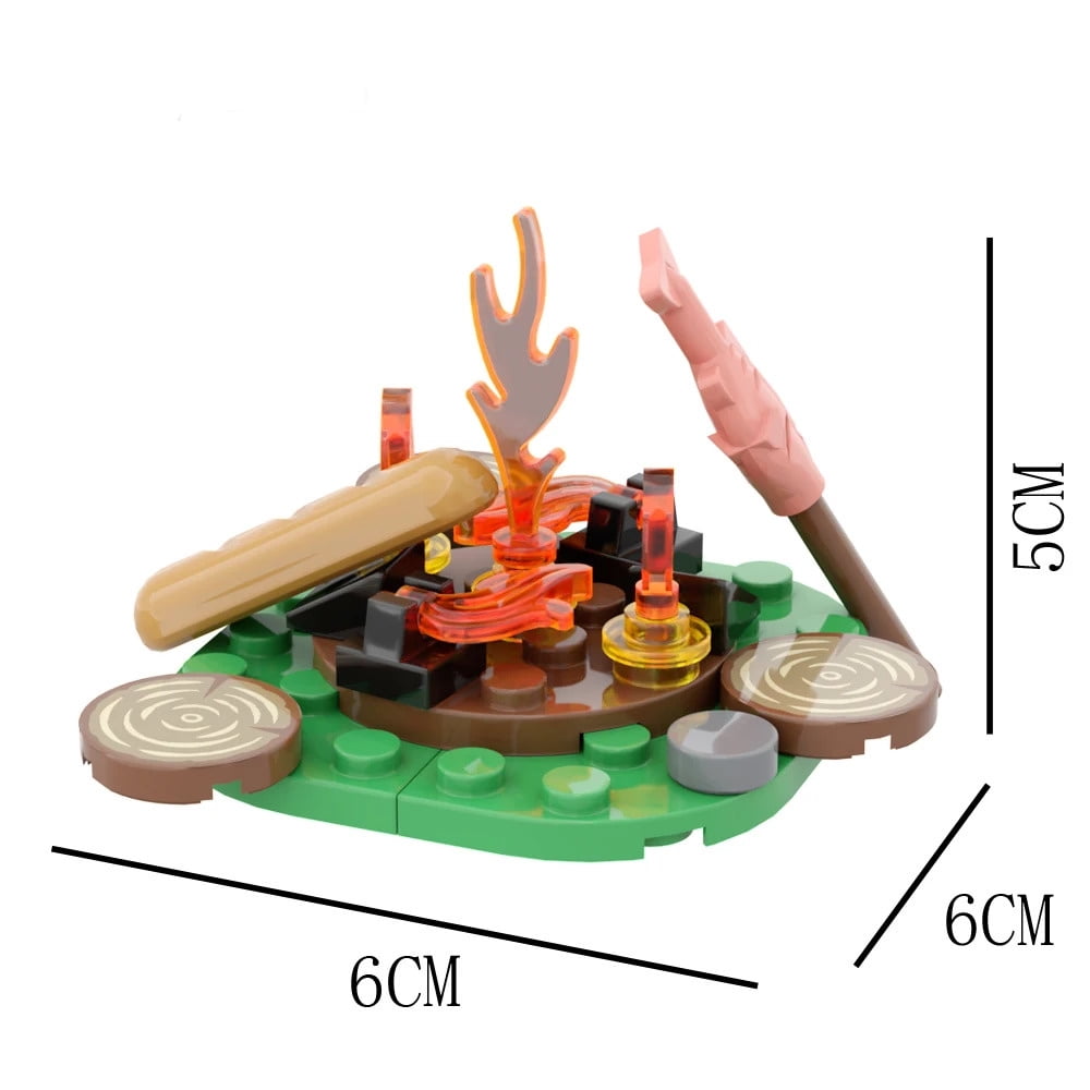 MOC Military Medieval Bonfire Camping Forest Building Block Set Fire ...