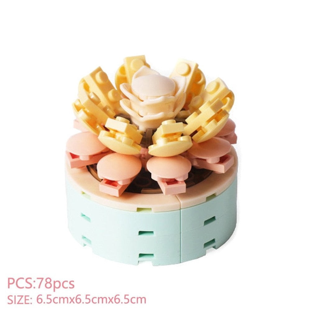MOC NON LEGO Flower Bouquet Succulents Construction Block Set Brick Toy ...