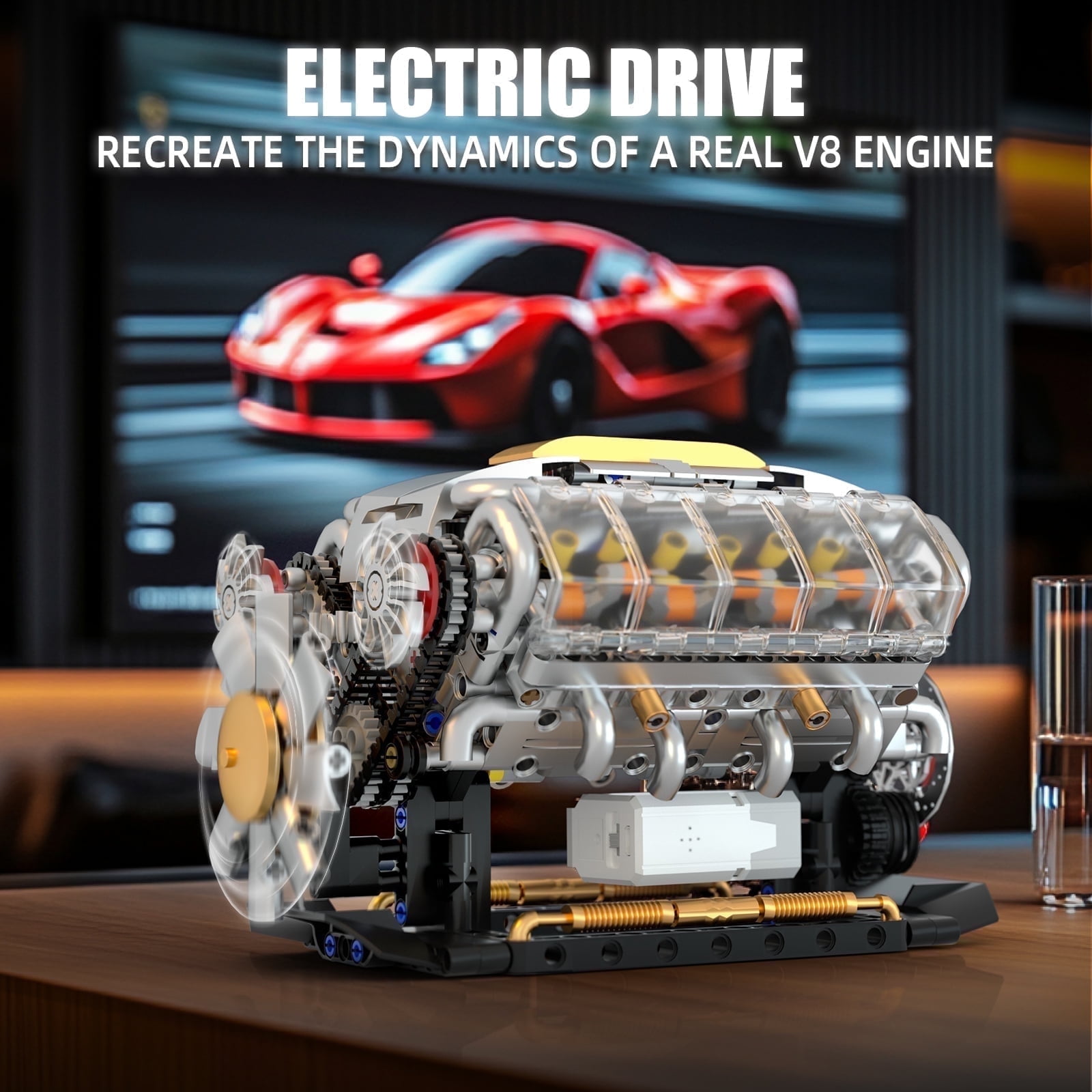 GOQI Electrically Driven V8 Engine Model Car Building Blocks Set ...