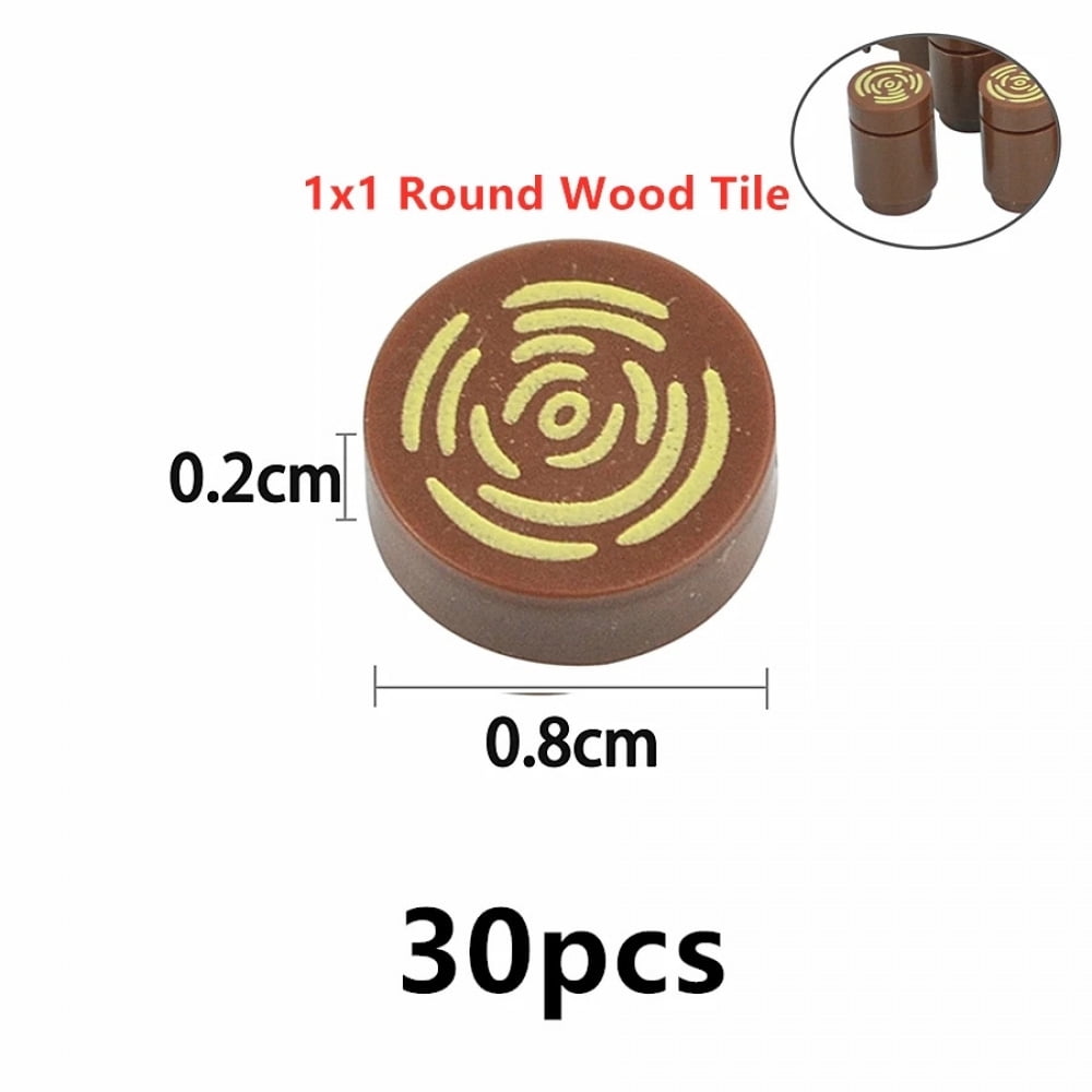 MOC Tile Round 2x2 With Tree Stump Wood Grain Pattern 1x1 Smooth Bricks ...