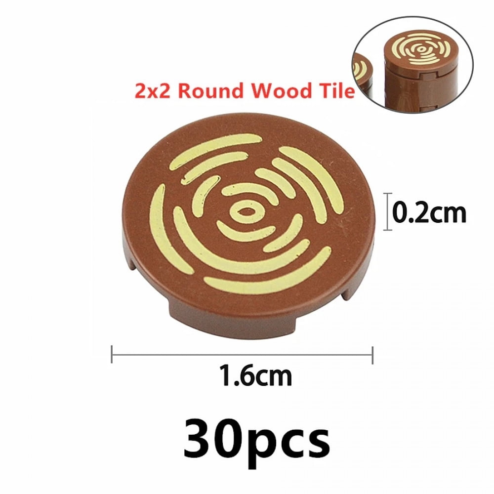MOC Tile Round 2x2 With Tree Stump Wood Grain Pattern 1x1 Smooth Bricks ...